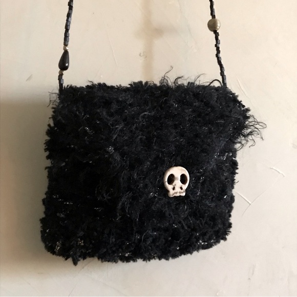 Bags | Fuzzy Knit Skull Shoulder Bag | Poshmark